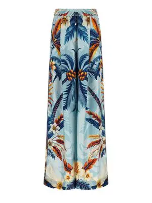 F.R.S FOR RESTLESS SLEEPERS Ecuba Palm Bouquet Print Pants - Light Blue