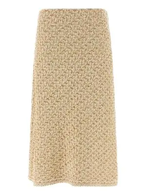 Fabiana Filippi Denim Effect Tweed Midi Skirt - Gold