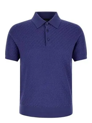 Brioni Weaving Polo Plot - Blue