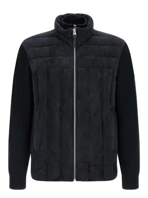Mackage Knitted Jacket With Quilted Suede Front - Blue