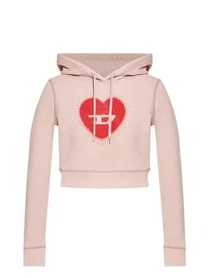 DIESEL® Heart Print Cotton Hoodie - Powder