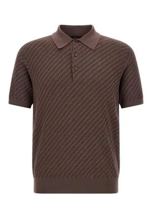 Brioni Weaving Polo Plot - Brown