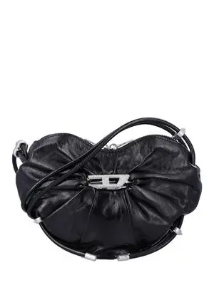 DIESEL® Scrunch Heart Leather Shoulder Bag - Black