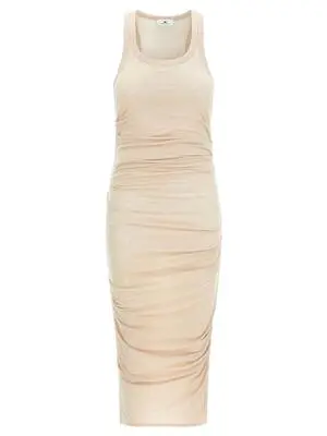 Elisabetta Franchi Logo Embroidery Jersey Dress - Beige