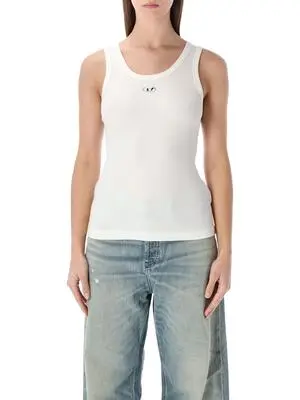 DIESEL® Ribbed Stretch Cotton Tank Top - White