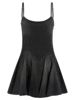DIESEL Cotton Denim And Tencel™ Lyocell Mini Dress - Black