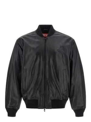 DIESEL® L-type Leather Bomber Jacket - Black