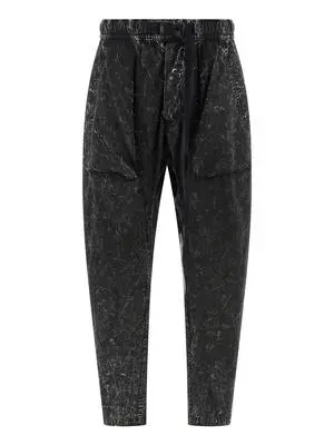 THOM KROM Marble-effect Cotton Trousers - Black