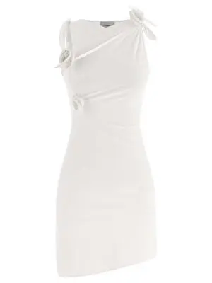Coperni Asymmetric Flower Minidress - White