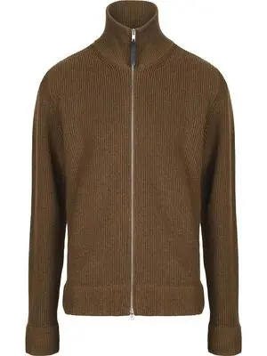 MAISON MARGIELA Ribbed Knit Zip-Up Sweater