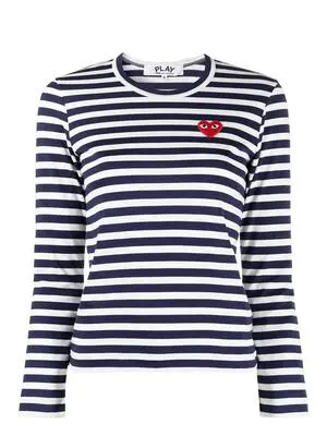 Comme Des Garçons Striped Cotton T-shirt - Blue