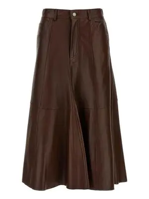 HAIKURE Mid Serenity Leather Skirt - Brown