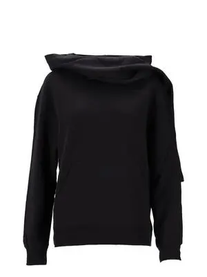 COURREGES Hooded Sweatshirt With Embroidered Scarf - Black