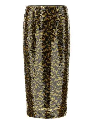 Staud Ciara Sequin Midi Skirt - Yellow