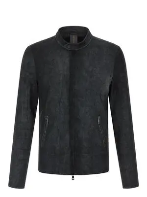GIORGIO BRATO Stretch Waxed Lambskin Biker Jacket - Black