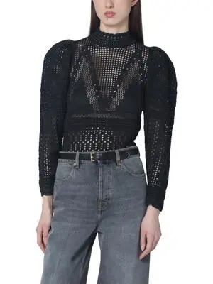 Isabel Marant Dahara Openwork Knit Top - Black