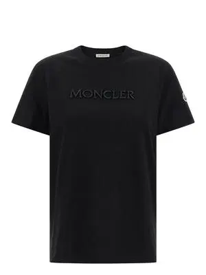 Moncler Logo Embroidery T-shirt - Black