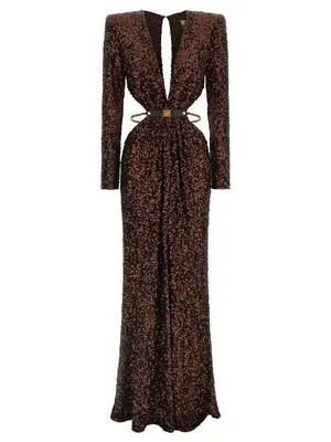 Elisabetta Franchi Sequin Embellished Gown - Brown