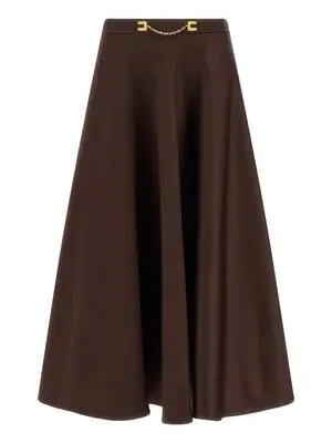 Elisabetta Franchi Duchesse Midi Skirt - Brown