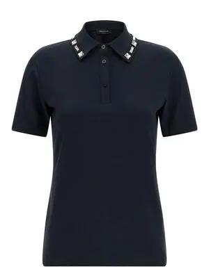 Fabiana Filippi Crystal Collar Polo Shirt - Blue