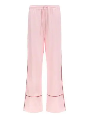 Off White Jacquard Satin Pajama - Pink