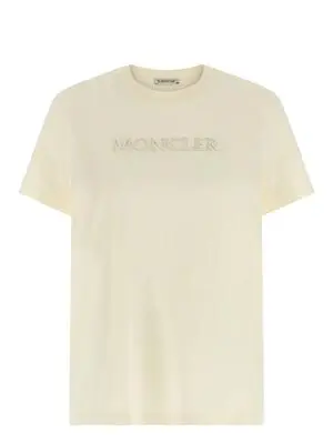 Moncler Logo Embroidery T-shirt - Beige
