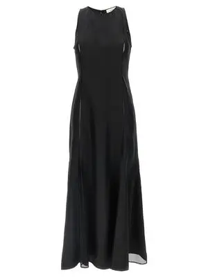 Loulou De Saison Iraka Silk Twill Midi Dress - Black