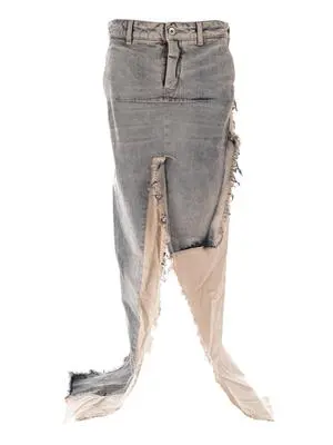 Rick Owens Denim Sliced Skirt - Dirty Hustler/natural