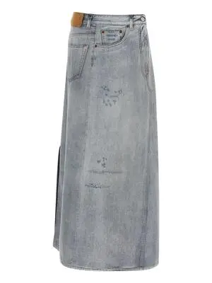 MAISON MARGIELA Asymmetrical Maxi Denim Skirt - Light Blue