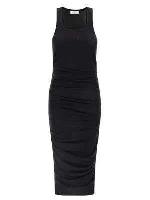 Elisabetta Franchi Logo Embroidery Midi Dress - Black