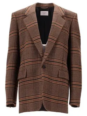 Saint Laurent Prince De Galles Jacket - Marron Beige Roux