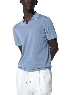 DRUMOHR Cotton Knit Polo - Light Blue