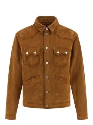 Dsquared2 Suede Boxy Shirt Jacket Beige