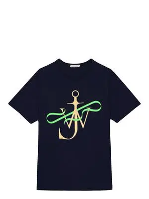 JW Anderson Navy T Shirt With Logo Print - Blue