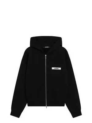 Jacquemus Zip-up Fleece Sweatshirt With Logo - Black