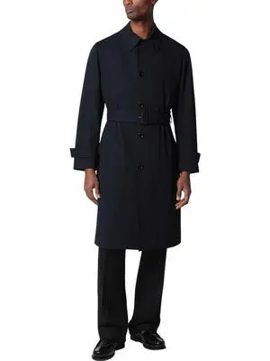 LARDINI Single-breasted Wool Trench Coat - Blue