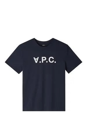 A.p.c. Crew Neck T Shirt With Logo - Blue