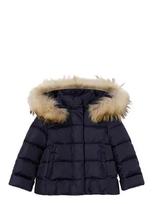 IL GUFO Nylon Down Jacket With Faux Fur - Blue