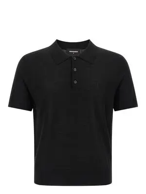 Dsquared2 Wool Polo Shirt - Black