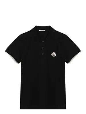 Moncler Cotton Piqué Polo Shirt With Embroidered Logo - Black