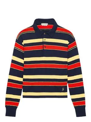 JW Anderson Navy Striped Cotton Blend Polo Shirt - Blue