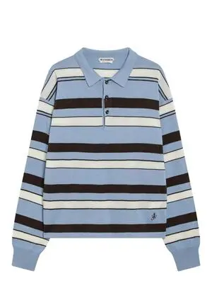 JW Anderson Light Striped Cotton Blend Polo - Blue