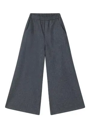 DOUUOD Wool Blend Wide Leg Trousers - Grey