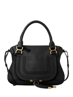 Chloé Marcie Bag In Grained Leather - Black