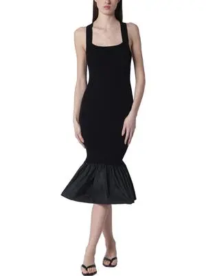 Patou Dress With Faille Ruffle Hem - Black