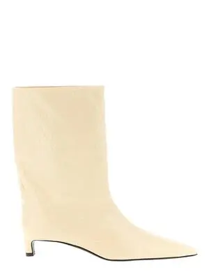 JIL SANDER Craquelé Leather Ankle Boots - Beige