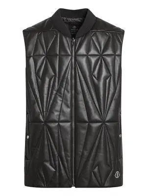 MONCLER + RICK OWENS Faux Leather Zip-up Vest - Brown