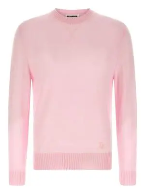 JIL SANDER Logo Embroidery Virgin Wool Sweater - Pink