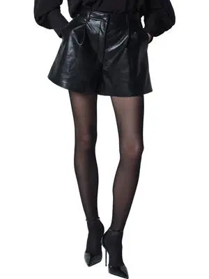 ANINE BING Trent Leather-blend Shorts - Black
