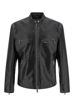 Dsquared2 Leather Biker Jacket - Black